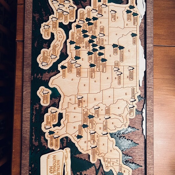 Personalized National Park Travel Map Sign | National Forest Parks Wall ...