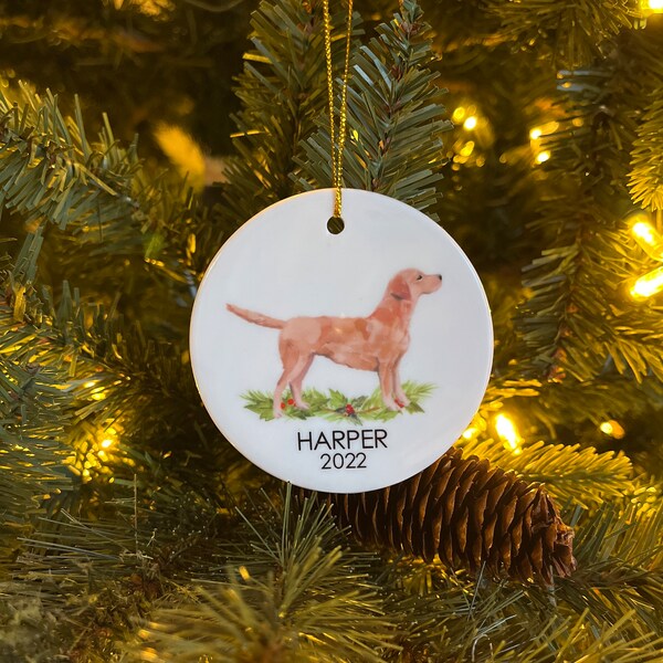 Red Labrador Retriever Christmas Ornament, Personalized With Your Dog's ...