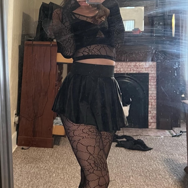 Goth Fishnet Spiders Tights, Bottom Shorts and Rave Top Halloween ...