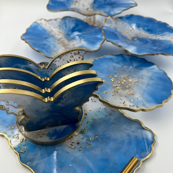 Sparkle Resin Tray, Coasters, Fancy Resin Serving Trays Made With Hand ...