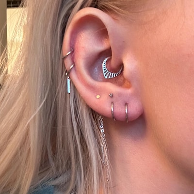 Dainty Triple Chain Helix Piercing, Cartilage Piercing, Hoop Huggies ...