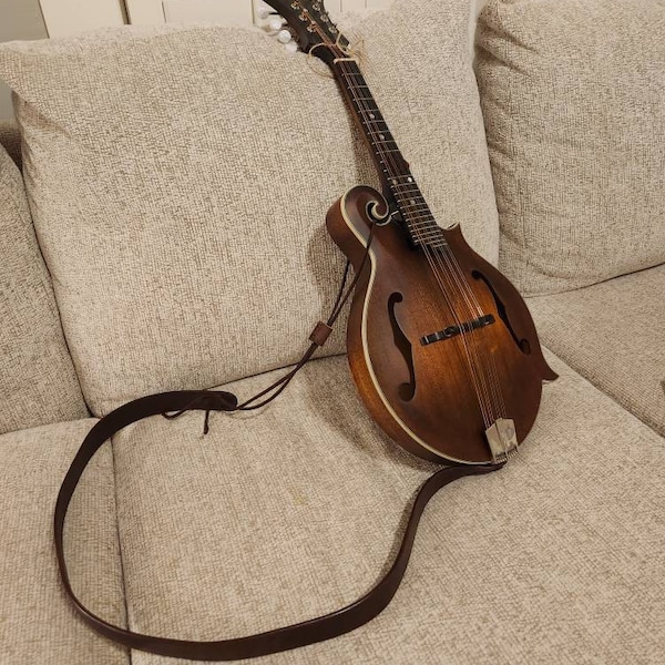 Dark Brown Leather Dobro Guitar Strap, 60mm Width, Dobro Strap ...