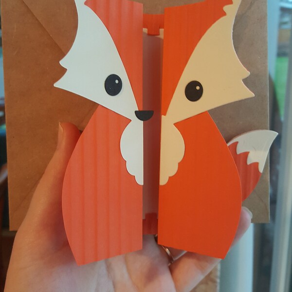 Handmade 3D Fox Card: Orange Embossed Children's Greeting - Etsy