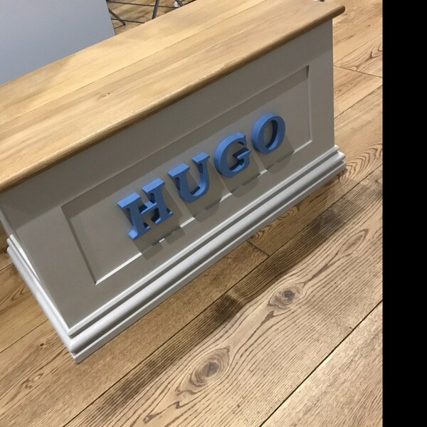 Personalised Wooden Toy Box Oak Top and Safety Stays - Etsy UK