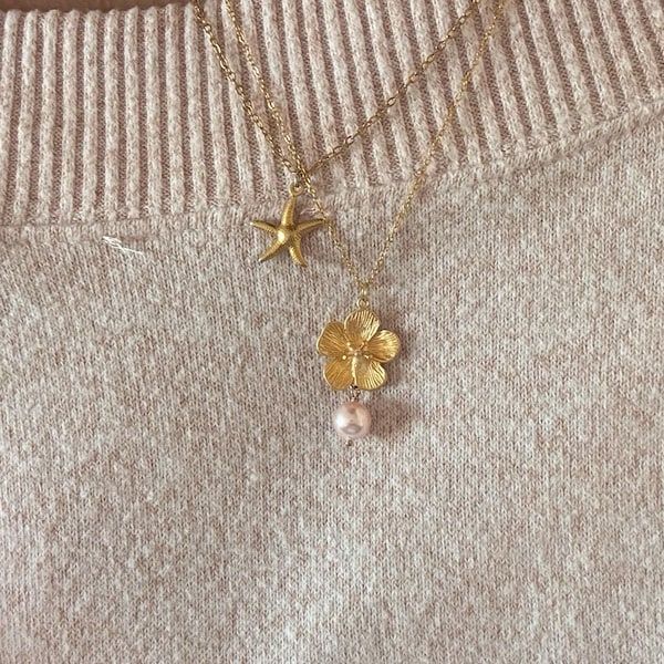 Cherry Blossom Necklace With Pink Rosaline Swarovski Pearl, Sakura ...