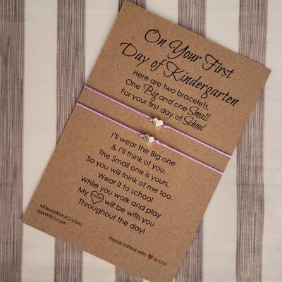 First Day of Kindergarten Back to School Bracelet Friendship Bracelet ...