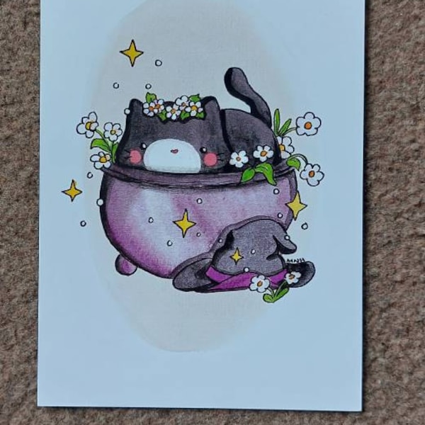 Sook Sprites / Cat Art Print / Soot Sprite Cat / Anime Art Print ...