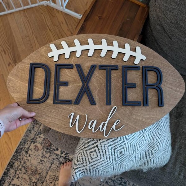Football Name Sign | 18-36" Diameter | Round Sign | Child Baby Name ...