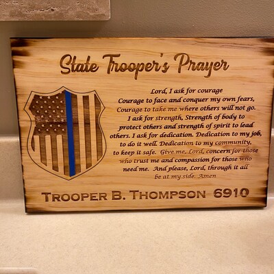 Personalized State Trooper Prayer Plaque Policeman Gift, Police Officer ...