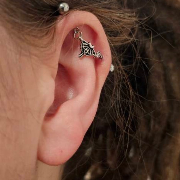 16G Bat Wing Spiral Cartilage Earring/helix Earring/halloween Earrings ...