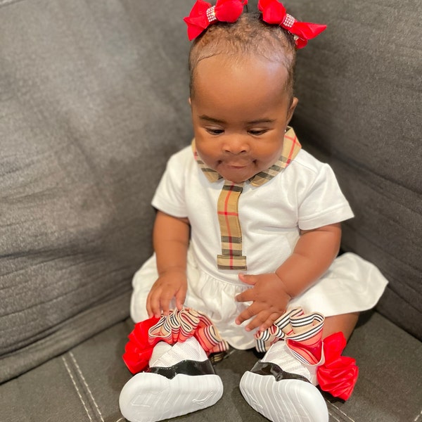 Tan Striped Ruffled Socks Ribbon Trimmed Socks Tan Striped Anklets ...