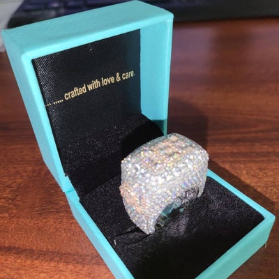 Custom Name Men's Ring, Ice Out Moissanite Diamond Ring, Personalized ...