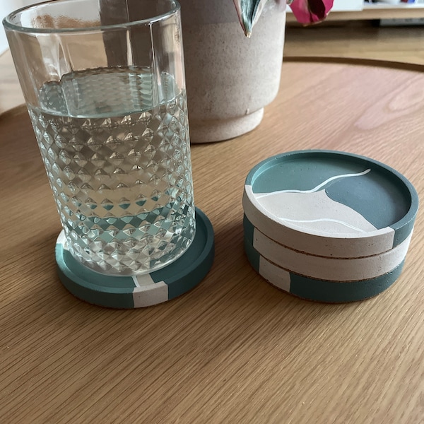 Oval Concrete Tray- Sage Green Abstract Design| Jewelry Dish ...