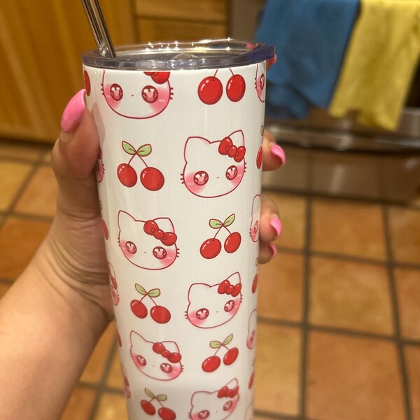 Gamer Girl Stainless Steel Cup With Plastic Lid and Straw, Cute, Kawaii ...