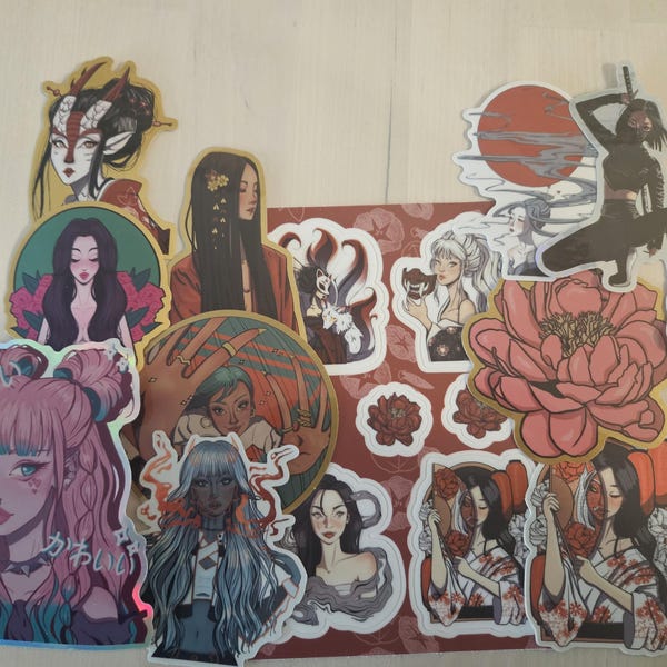 Kitsune Mask Geisha Girl Keychain Yokai Kimono Girl Acrylic Charm ...