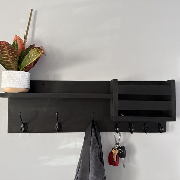 Entryway Key Organizer With Mail Slot, Coat Rack With Shelf, Mail ...