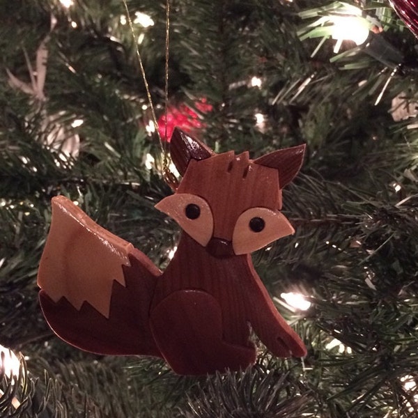 FOX CHRISTMAS ORNAMENT Intarsia Carving. A Unique Piece With Detail ...