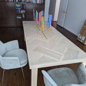 Oval White Oak Herringbone Dining Table, Cross X-shaped Wood Base ...