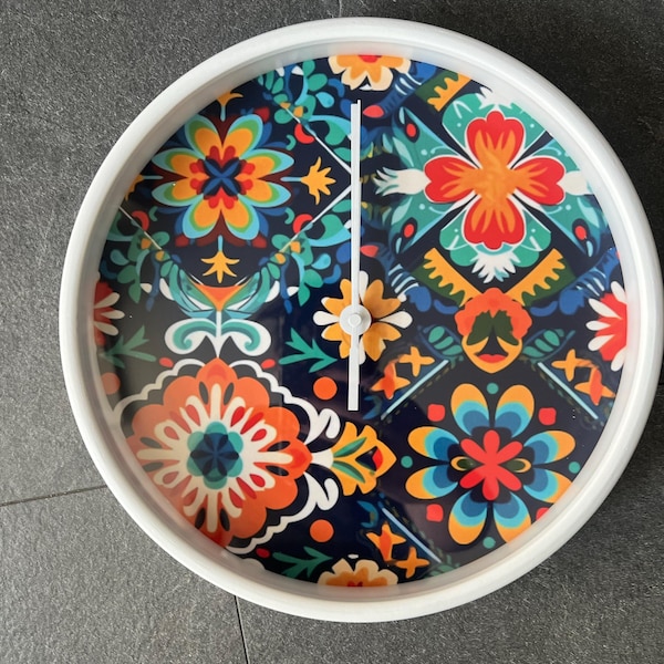 Mexican Tile Clock, 10-inch Wall Clock, Mexican Heritage Clock, Mexican ...