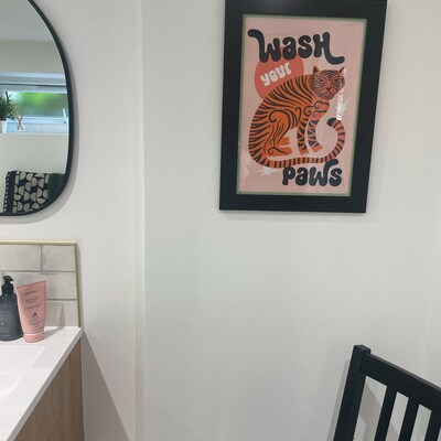 Tiger Wash Your Paws Bathroom Print, Fun Toilet Wall Art, Funny Poster ...