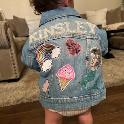 Personalized Girls Denim Jacket Crystal Jacket Name Jacket - Etsy