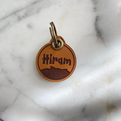 Custom Designed Dog ID Tag, Leather Dog ID Tag Your Own Design Dog ID ...