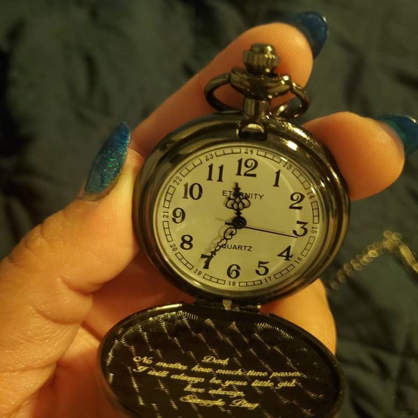 Personalized Pocket Watch With Custom Text, Laser Engraved Pocket Watch ...