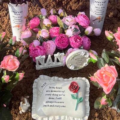 Grandad Memorial Black Gold Resin Memorial Lily Heart Stick Stake ...