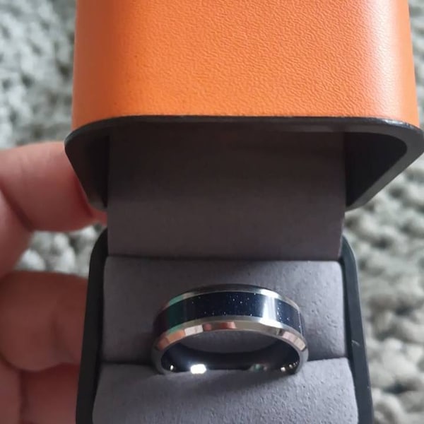 Reaper Ring - Vivianite Crystal Inlay Ring, Tungsten Titanium Ceramic ...