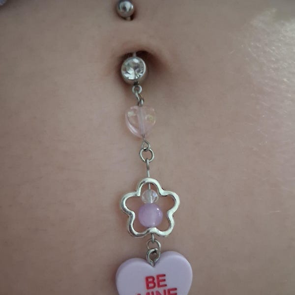 Sweet Heart Y2K Belly Button Ring Handmade Body Jewelry, Navel Piercing ...