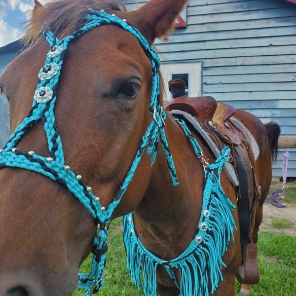 Stunning Hand Braided Bridle With Beaded Browband and Noseband, Horse ...
