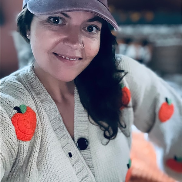 Pumpkin Chunky Cardigan Handmade Sweater for Women Pumpkin Knit Jacket ...