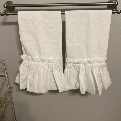Set of Two Natural Ruffled Tea Towels Cotton Ruffles Tea Towels ...
