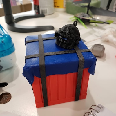 PUBG Inspired Battle Royal Airdrop Crate / Supply Drop and Helmet 3D ...