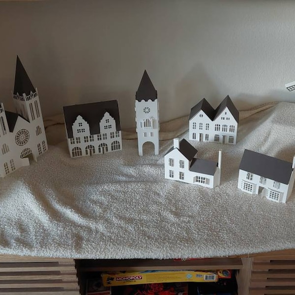 Christmas Village Houses, Paper House Decoration, Architecture Gift ...