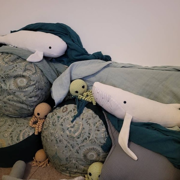 Handmade Big Stuffed Beluga Whale - White Beluga Plushie - Artic and ...