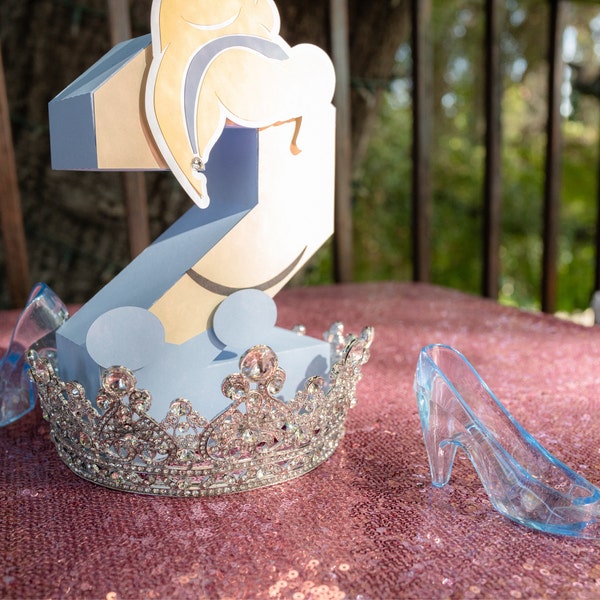 Cinderella Birthday 3D Numbers, Cinderella Party Decorations, Custom 3D ...