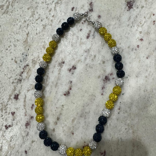 Baseball Drip Necklace Bead Necklace Pollyanna Bling Necklace Navy Gray ...