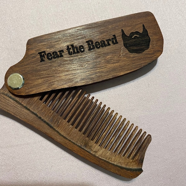 Engraved Beard Comb - Wooden Comb - Personalized Beard Brush - Beard ...