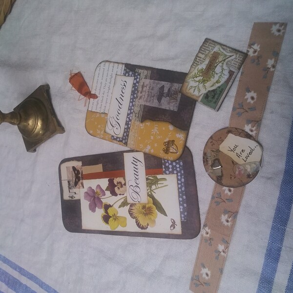 Beloved & Hope Handmade Journal Card Set of 2, Botanical, Old Book ...