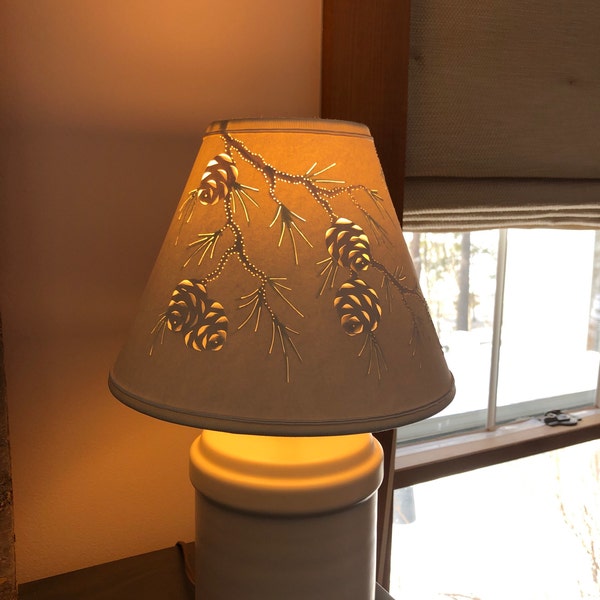 Clip Top Cut and Pierced Pine Cone Branch Paper Lamp Shade-lampshade ...