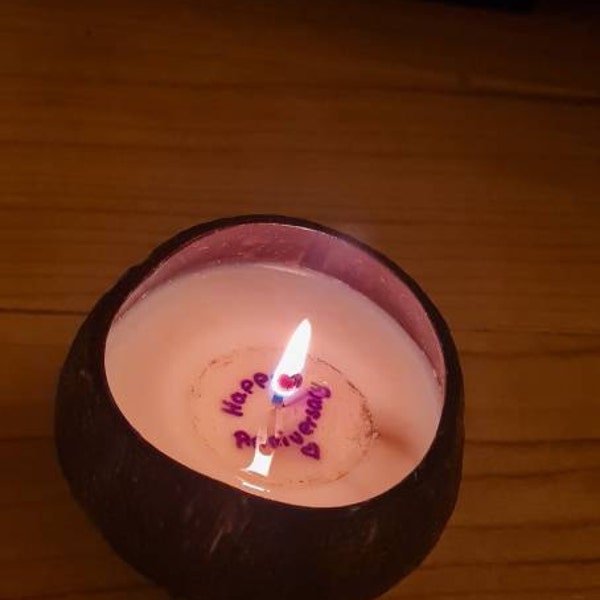 Secret Message Candle. Personalized Candle Coconut Shell Candle, Hidden ...