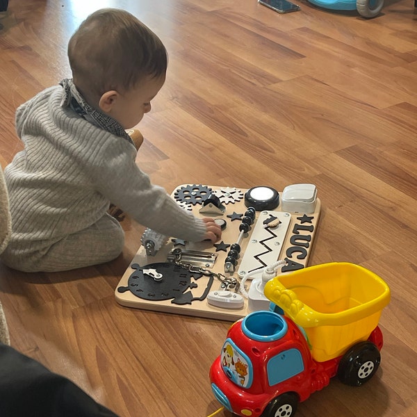 Trendy Gray Toddler Busy Board, Montessori Classroom Decor, Fidget Toy ...