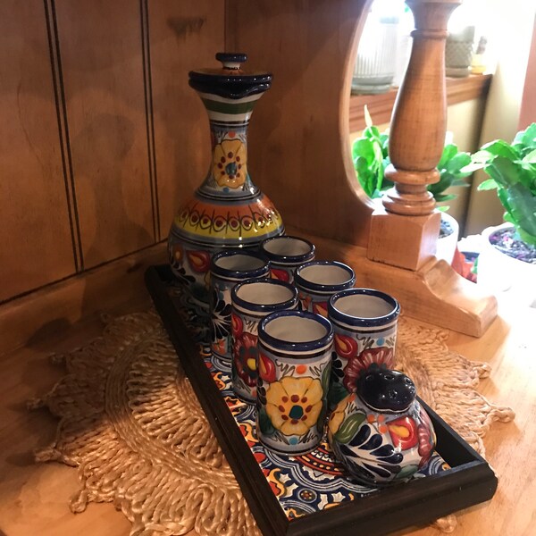 Talavera Tequila, Talavera Tequila Set With Ottoman Tray, Tequila ...