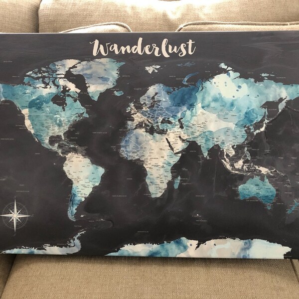 World Map, Muted Tones, Large World Map, Map With Cities, City Labels ...