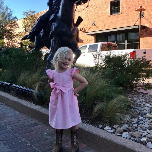 Yellow Little Girl Party Dress, Bow Dress, Girl Birthday Dress, Ruffle ...