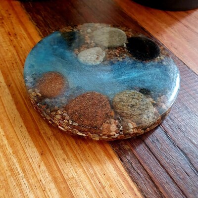 Epoxy River Coasters, Epoxy Art, Resin Coasters, Pebble Beach, Blue ...