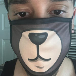 Cartoon Cat Face Mask, Reusable Cotton Face Mask With Elastic Ear Loop ...