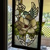 Farmhouse Inspired Stained Glass Panel in Distressed Wood Frame ...