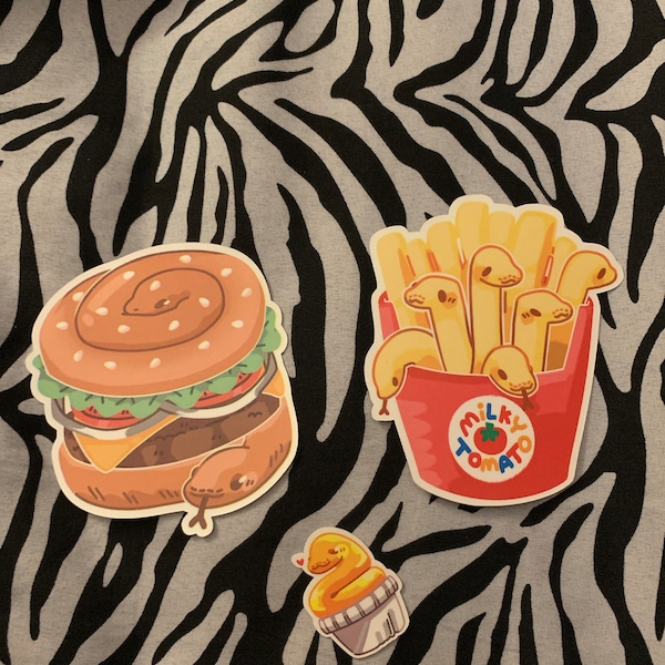 Snake Snack Fast Food Waterproof Sticker Set! - Etsy